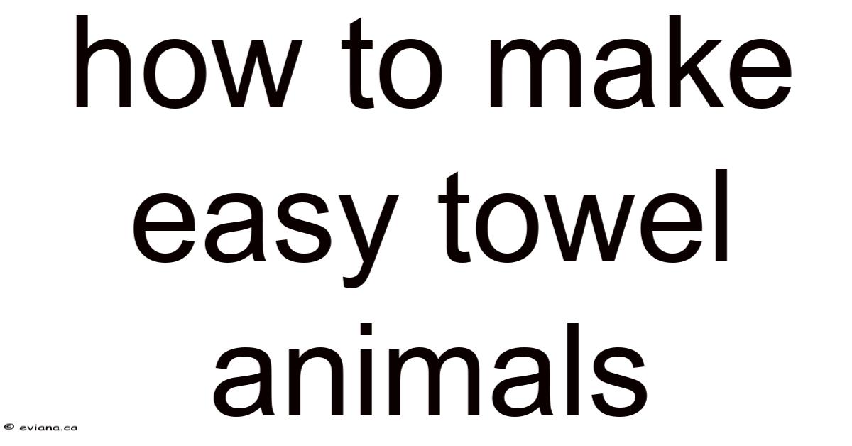 How To Make Easy Towel Animals