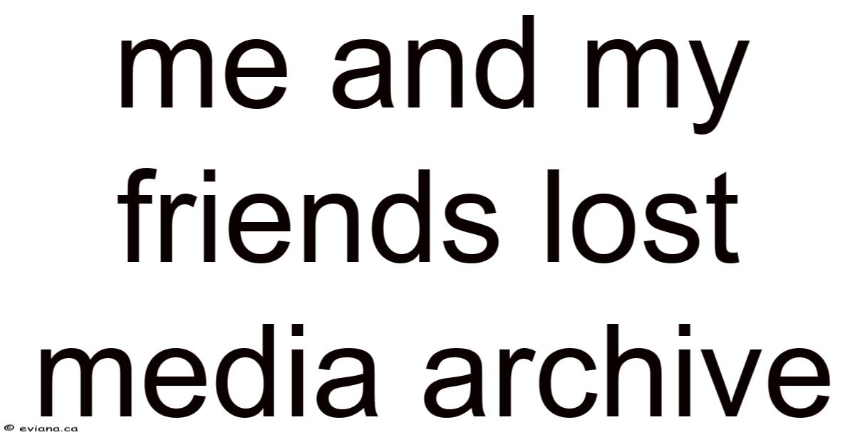 Me And My Friends Lost Media Archive