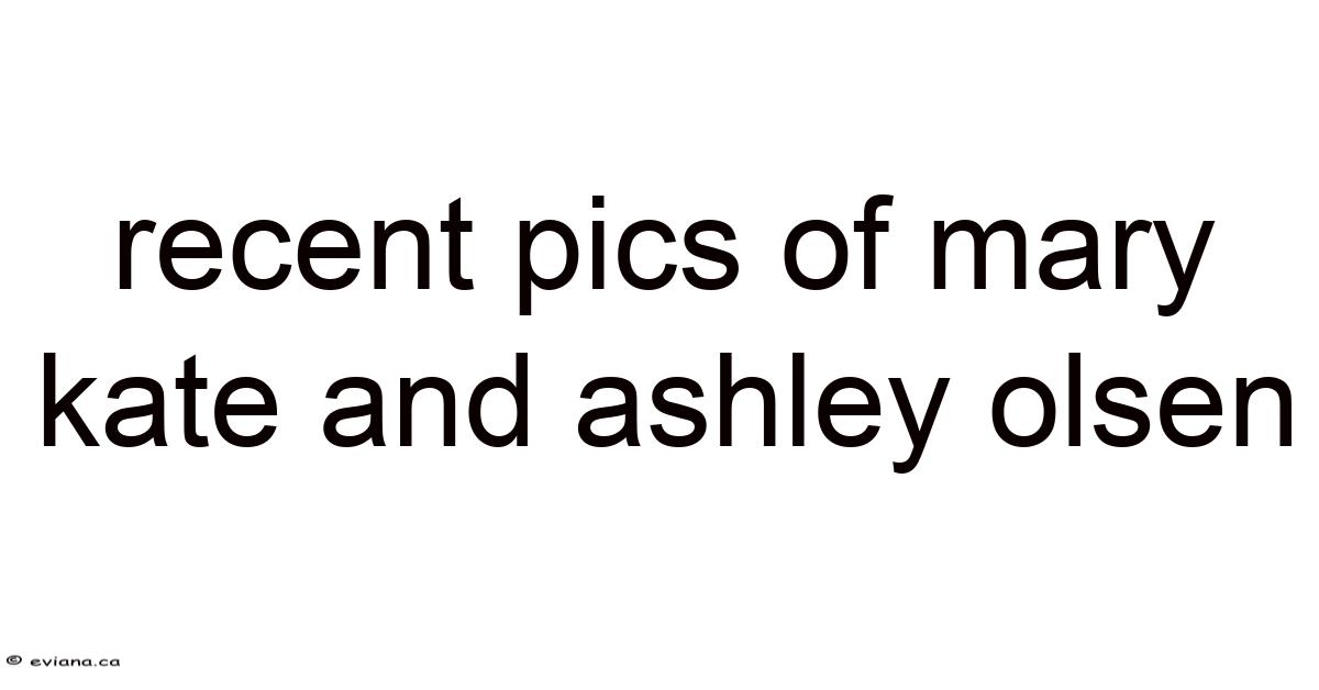 Recent Pics Of Mary Kate And Ashley Olsen