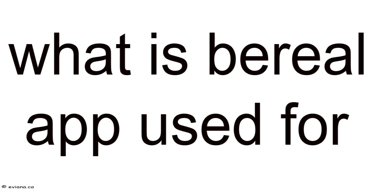 What Is Bereal App Used For